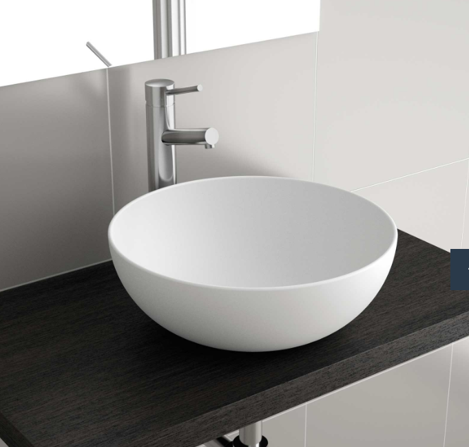 BYKO - Handlaug á borð kringlótt 39x14cm, hvít mött.