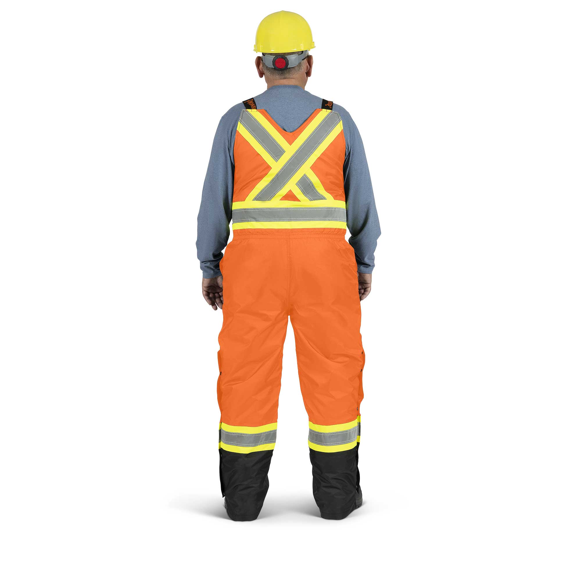 Waterproof Quilted Safety Overalls – Hi-Vis Orange – Black Bottom – L ...
