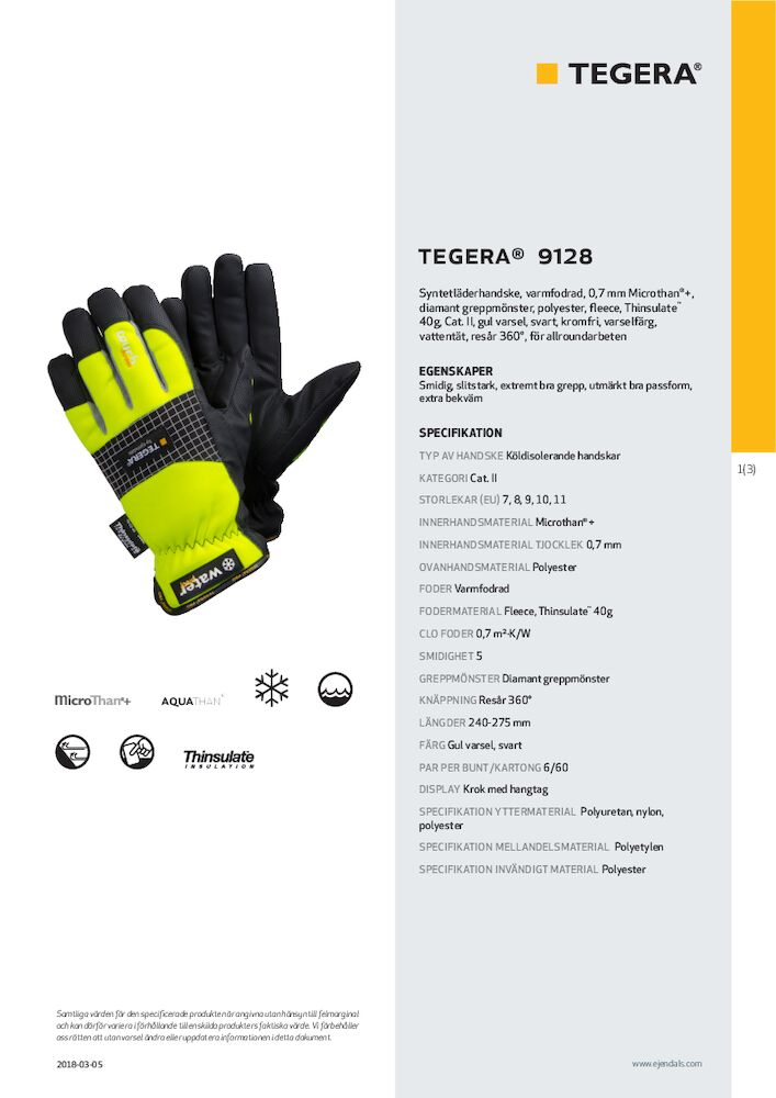 HANDSKE TEGERA PRO 9128 - köp hos Swedol