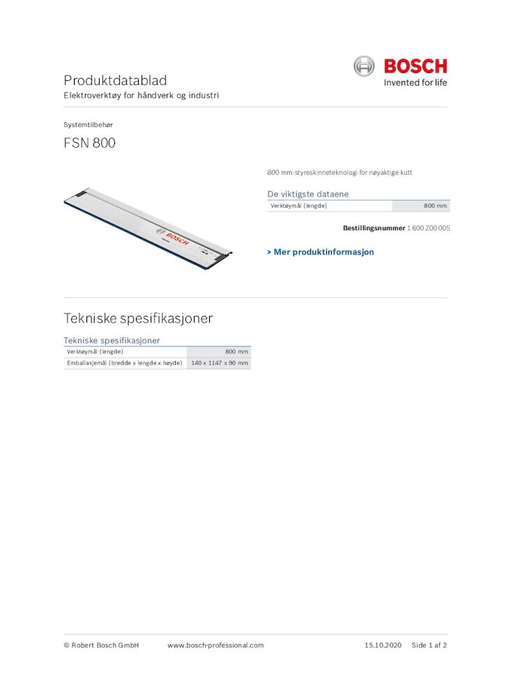 BOSCH STYRSKENA FSN 800 - köp hos Swedol