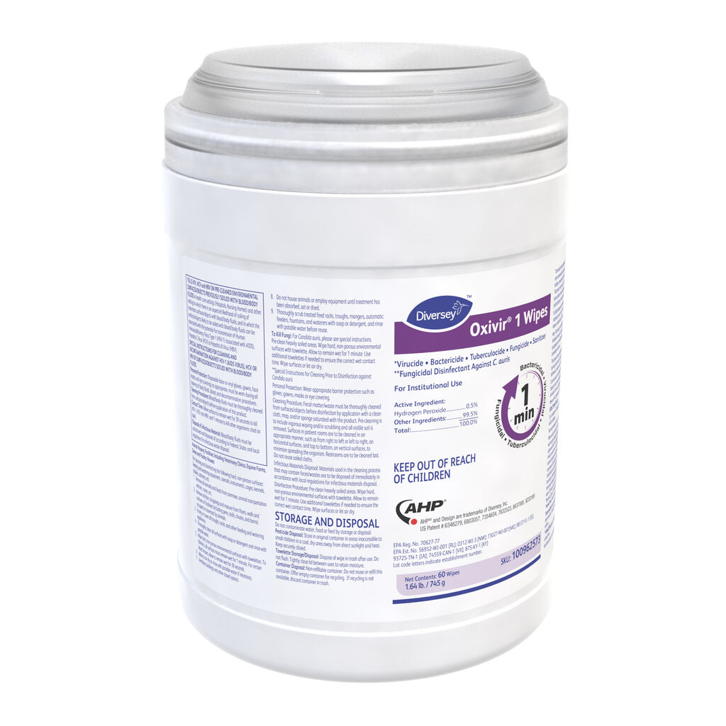 Oxivir® 1 Wipes, 60ea, 12/CT - *Virucidal • Bactericidal • Fungicidal ...