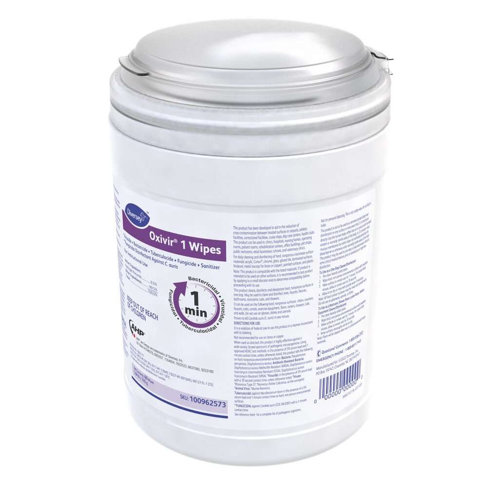 Oxivir® 1 Wipes, 60ea, 12/CT - *Virucidal • Bactericidal • Fungicidal ...